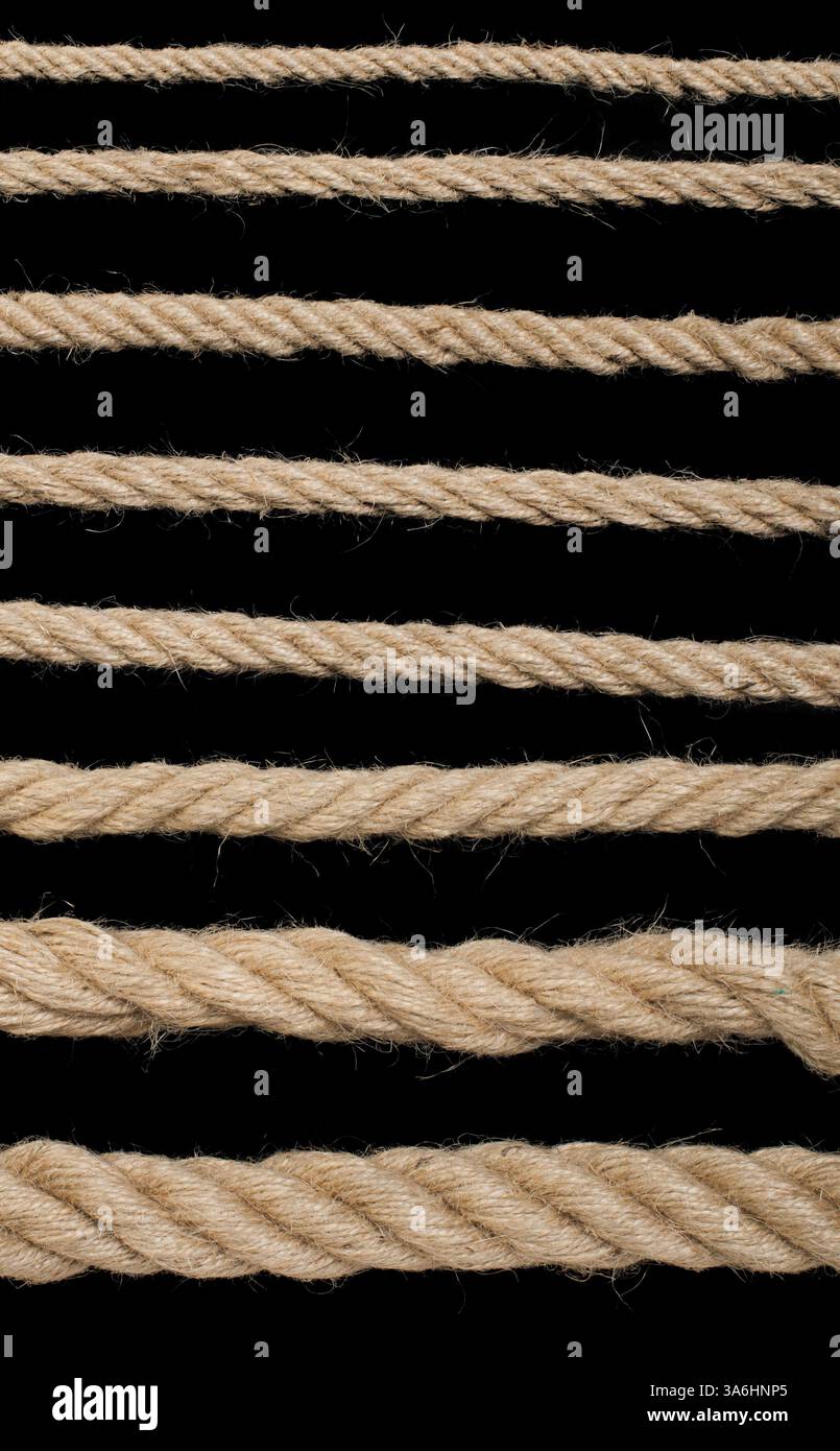 Set of hemp ropes. Black isolated Stock Photo - Alamy