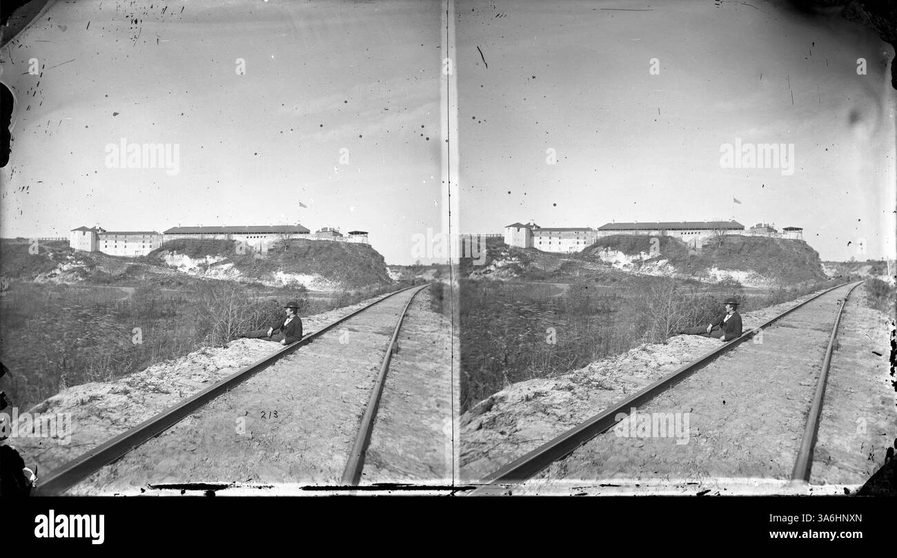 This photograph shows Fort Snelling as seen from the railroad tracks ...
