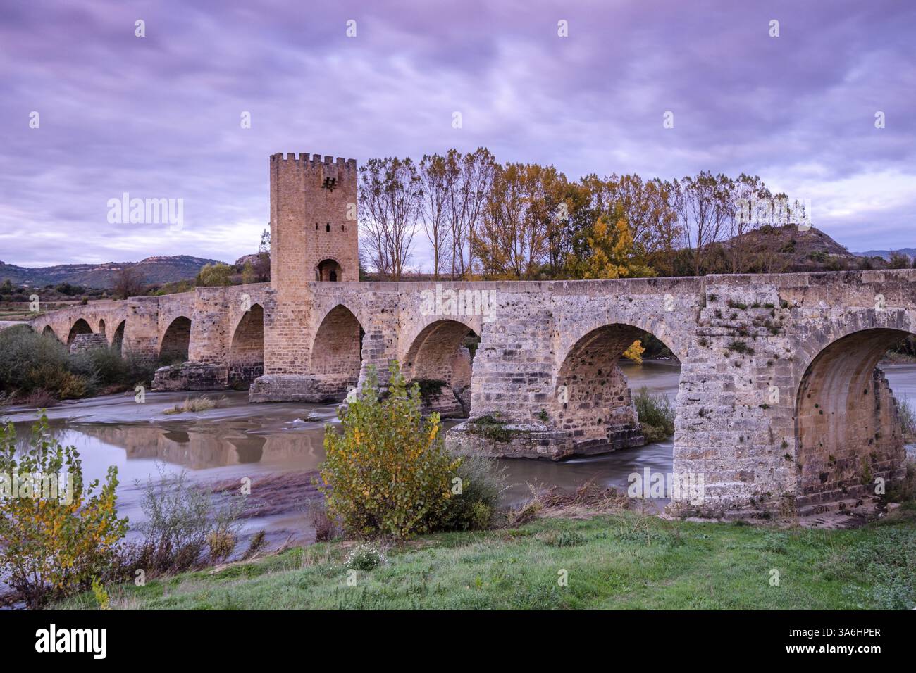 Medieval bridge of Frias, Romanesque origin, Frias, province of Burgos ...