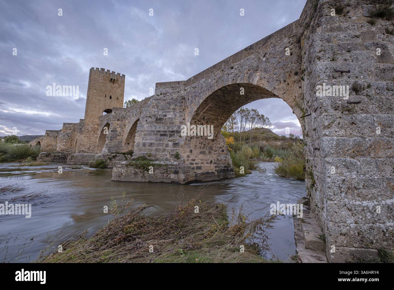 Medieval bridge of Frias, Romanesque origin, Frias, province of Burgos ...