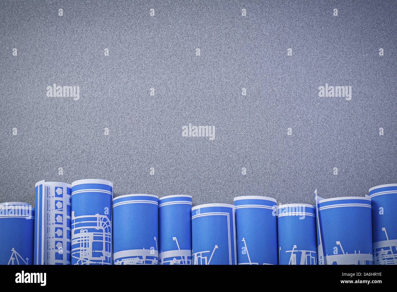 Set of blue blueprints on grey background construction concept Stock ...
