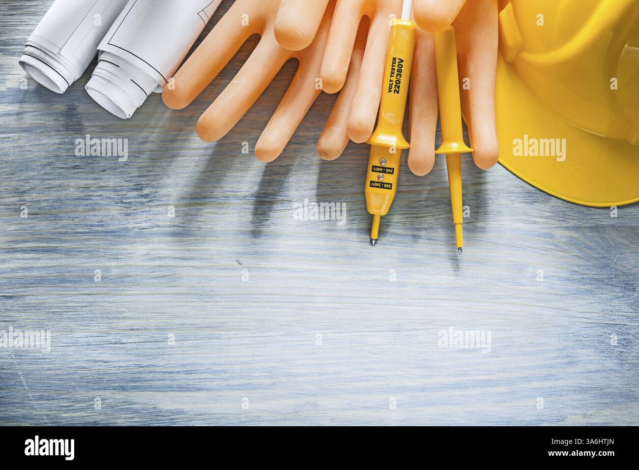 Electrical tester safety hard hat dielectric gloves construction plans ...