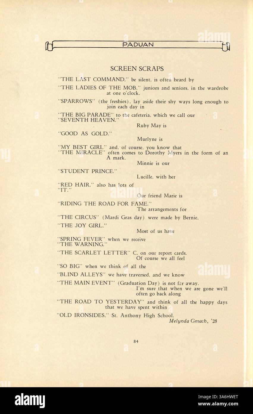 This 1928 Paduan Yearbook from St. Anthony High School chronicles the ...