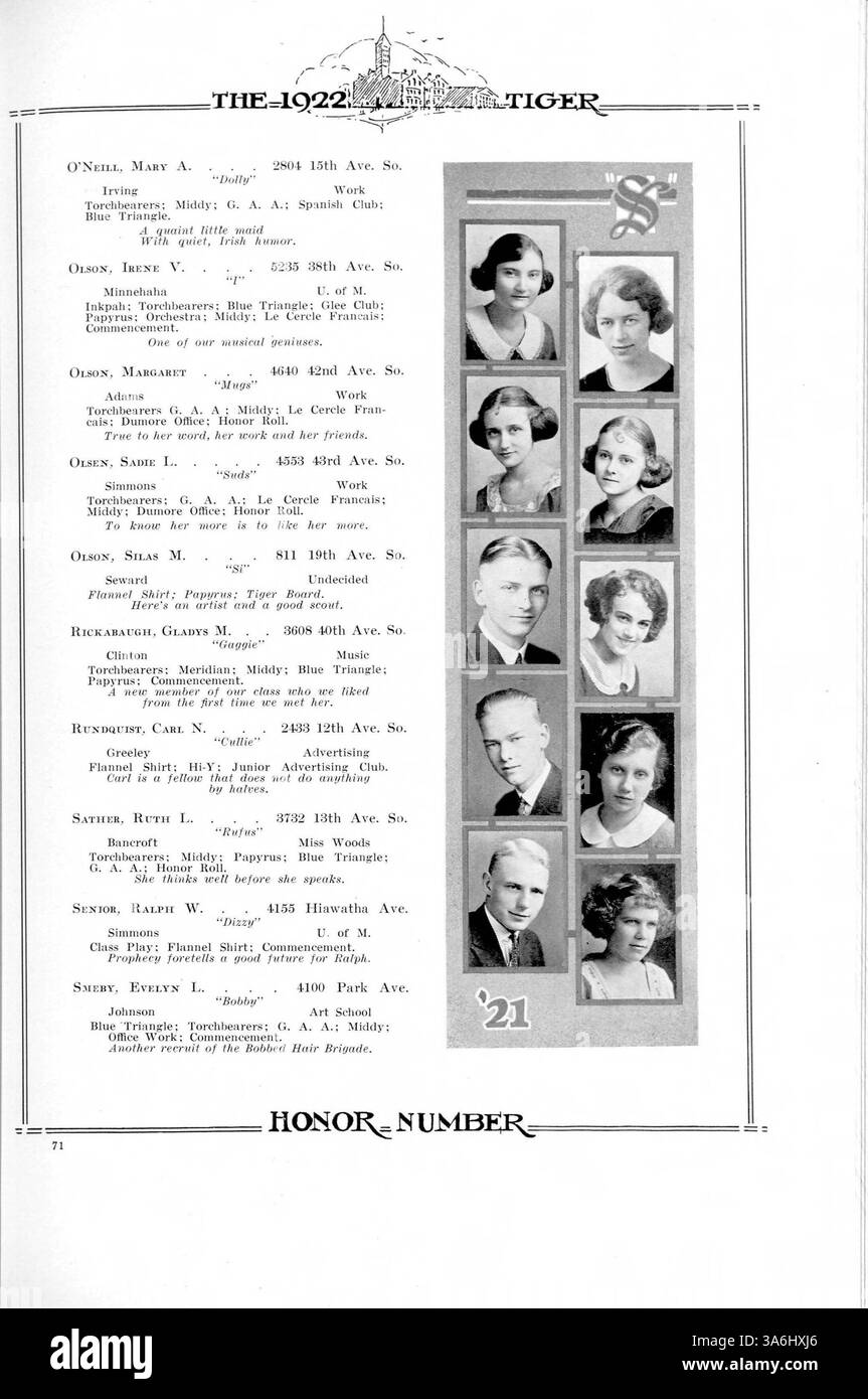 The 1922 Tiger Yearbook from South High School chronicles the 1921-1922 ...