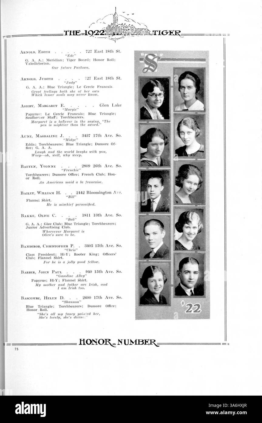 The 1922 Tiger Yearbook from South High School chronicles the year’s ...
