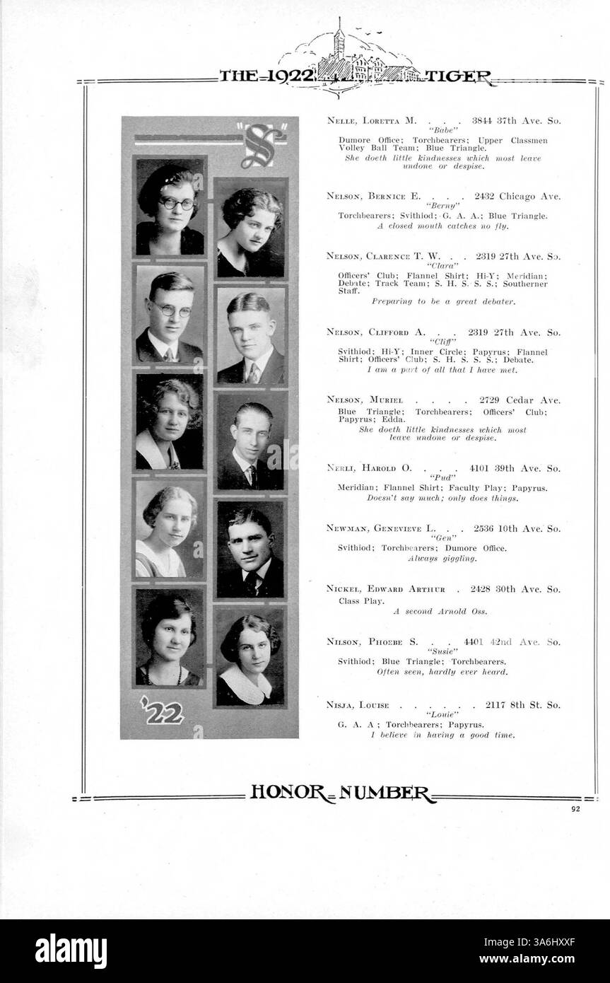 The 1922 South High Yearbook, 'Tiger', captures the key events of the ...