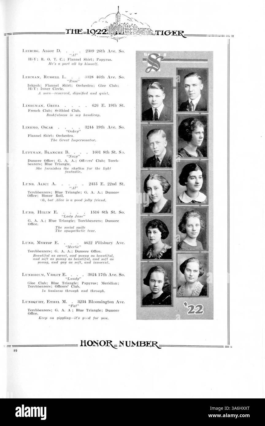 The 1922 Tiger Yearbook from South High School captures the student ...