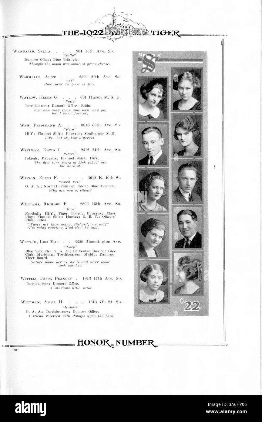 The 1922 edition of the South High Yearbook, 'Tiger', captures key ...