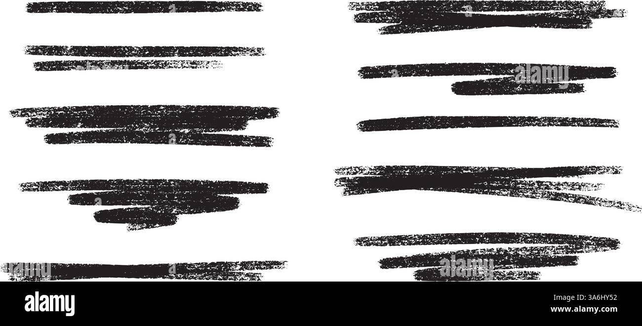 Crayon stroke underline set - hand drawn black grunge line borders ...