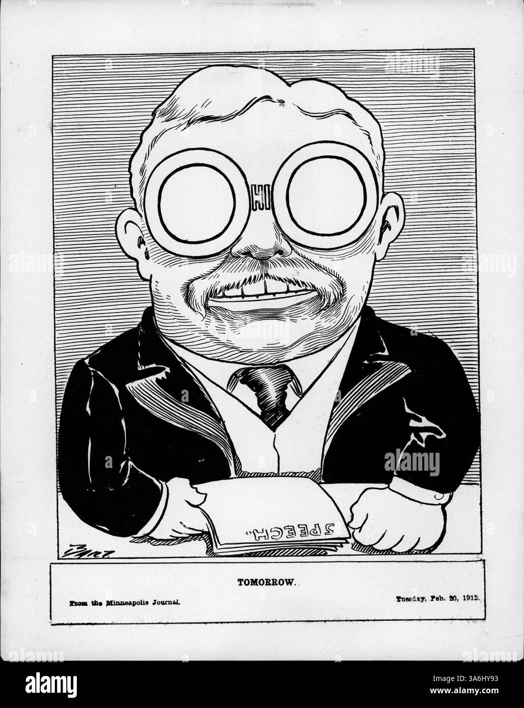 A political cartoon depicts Theodore Roosevelt holding a paper labeled ...