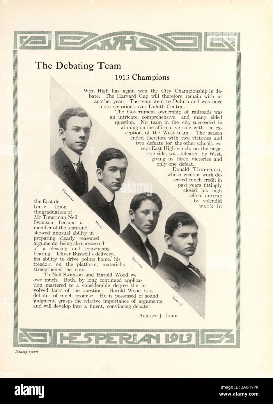 The 1913 Hesperian Yearbook from West High School documents the ...