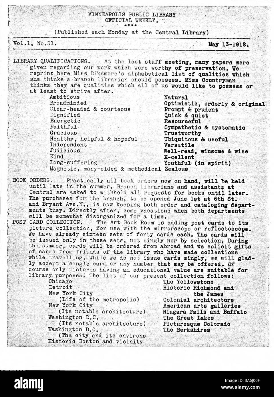 The minneapolis public library official bulletin from 1912 deliv hi-res ...