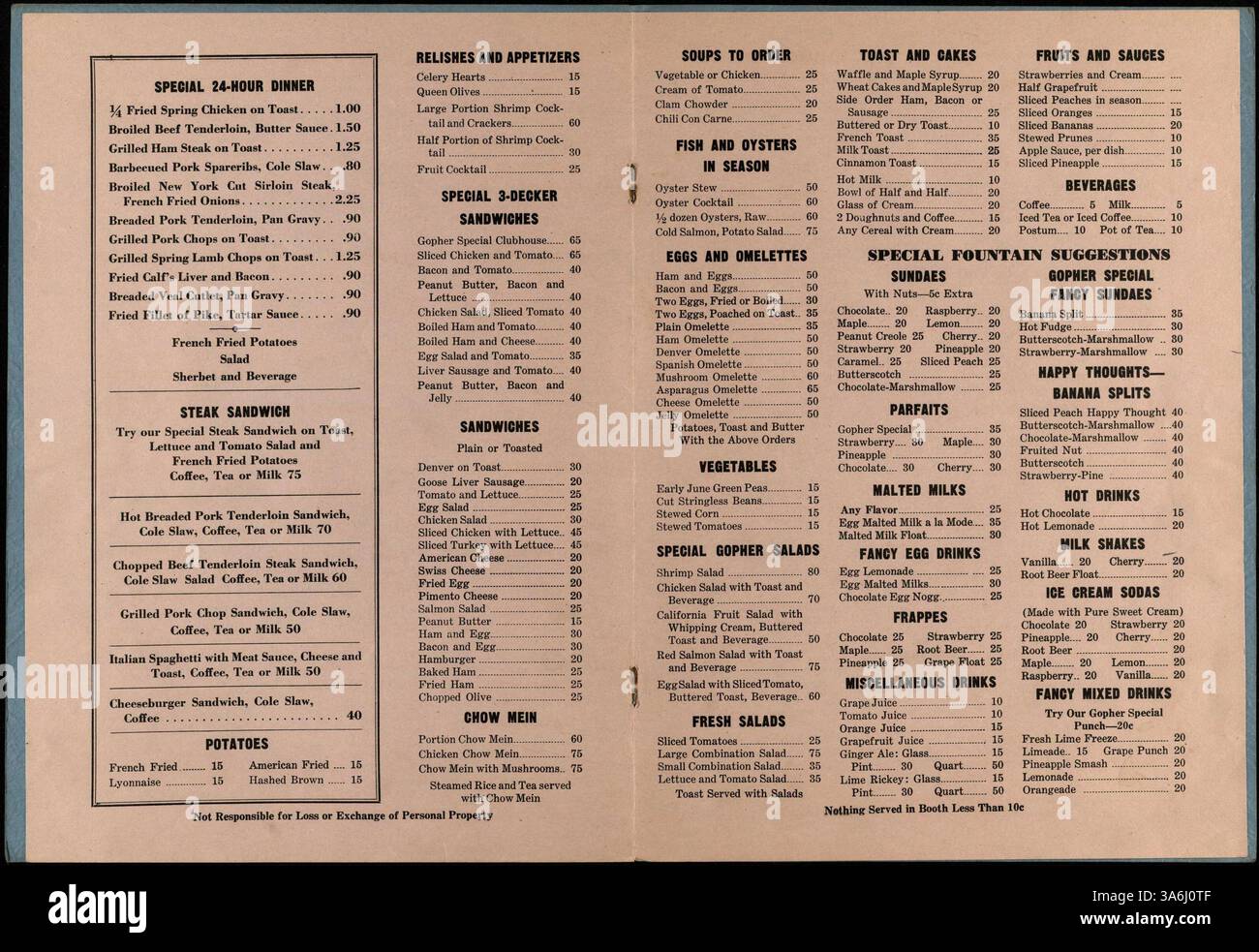 The Gopher Cafe Menu, part of the Hennepin County Library archives ...
