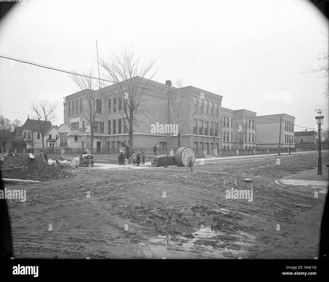 Exterior view of Grant School, showing the building's facade. The image ...