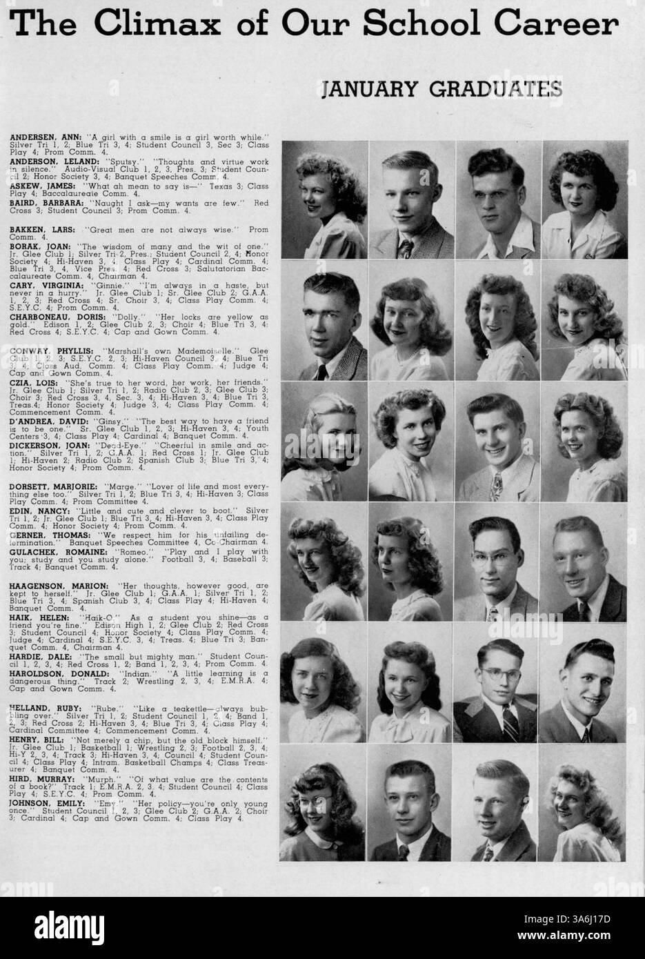 The 1947 Marshall High School yearbook, 'Cardinal', captures the ...