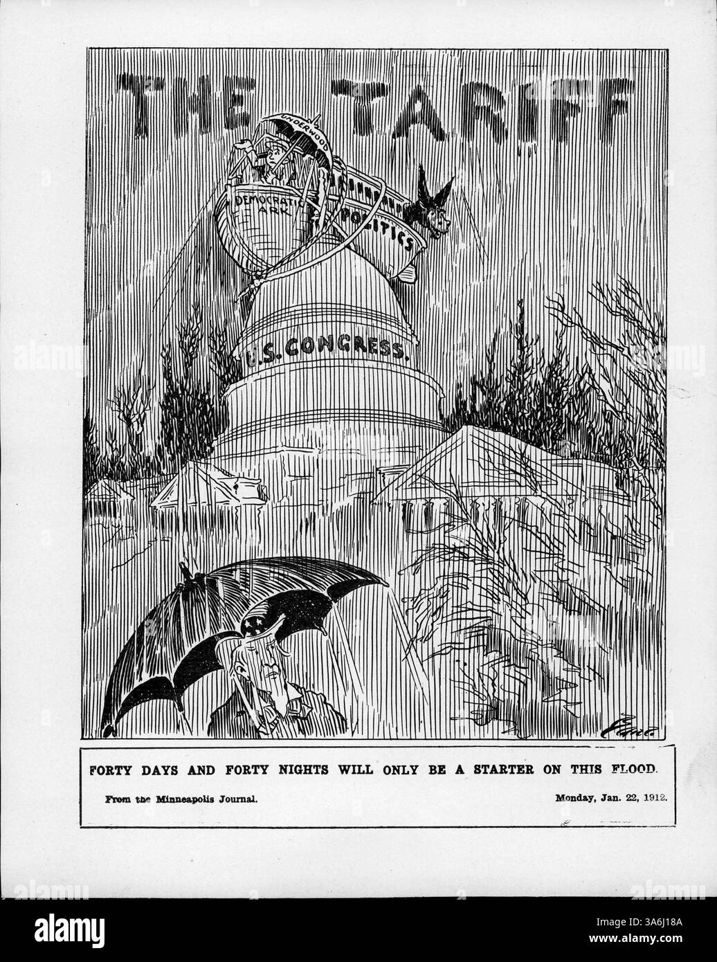A political cartoon featuring a boat tied to the top of the United ...