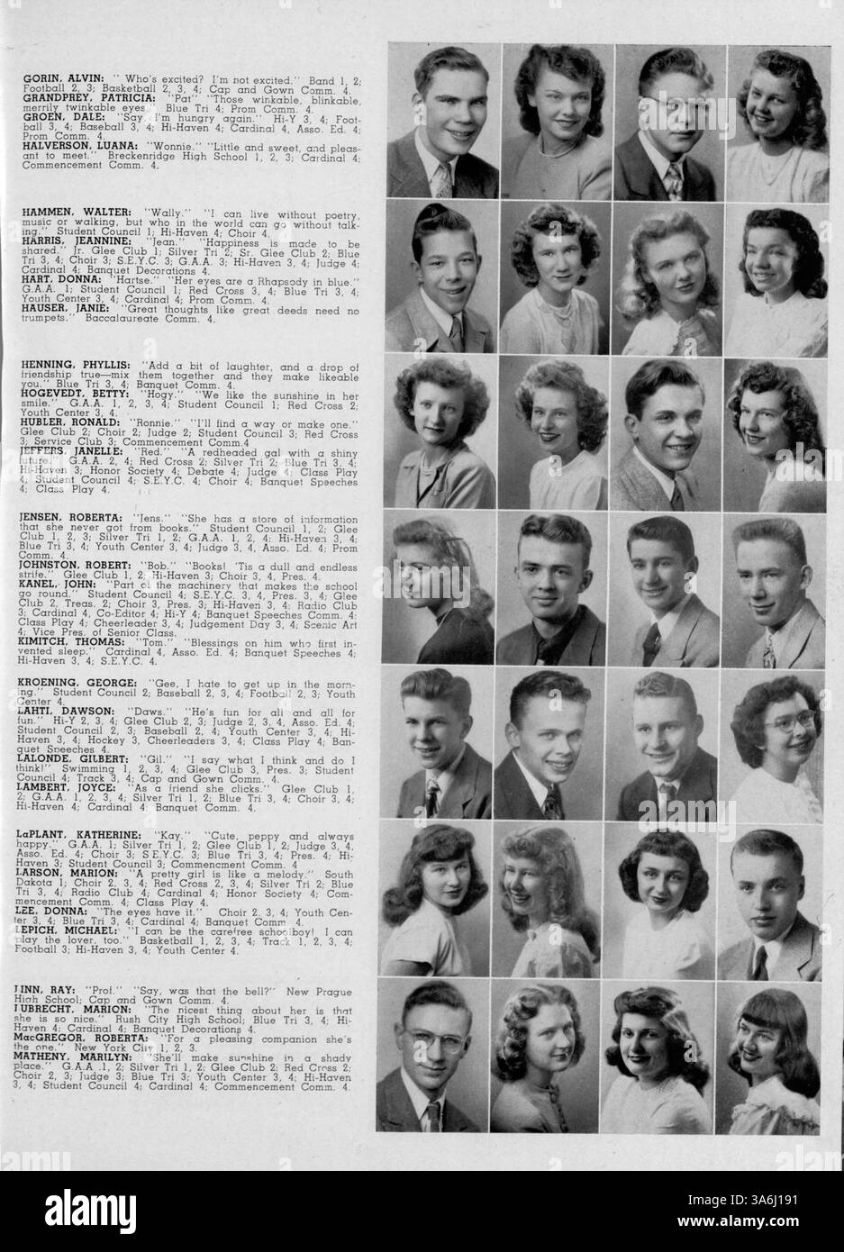 The 1947 Marshall High School yearbook, 'Cardinal', captures the ...