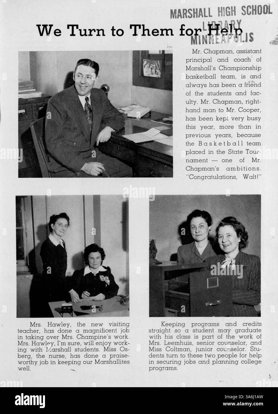 The 1947 Marshall High School yearbook, 'Cardinal', captures the ...