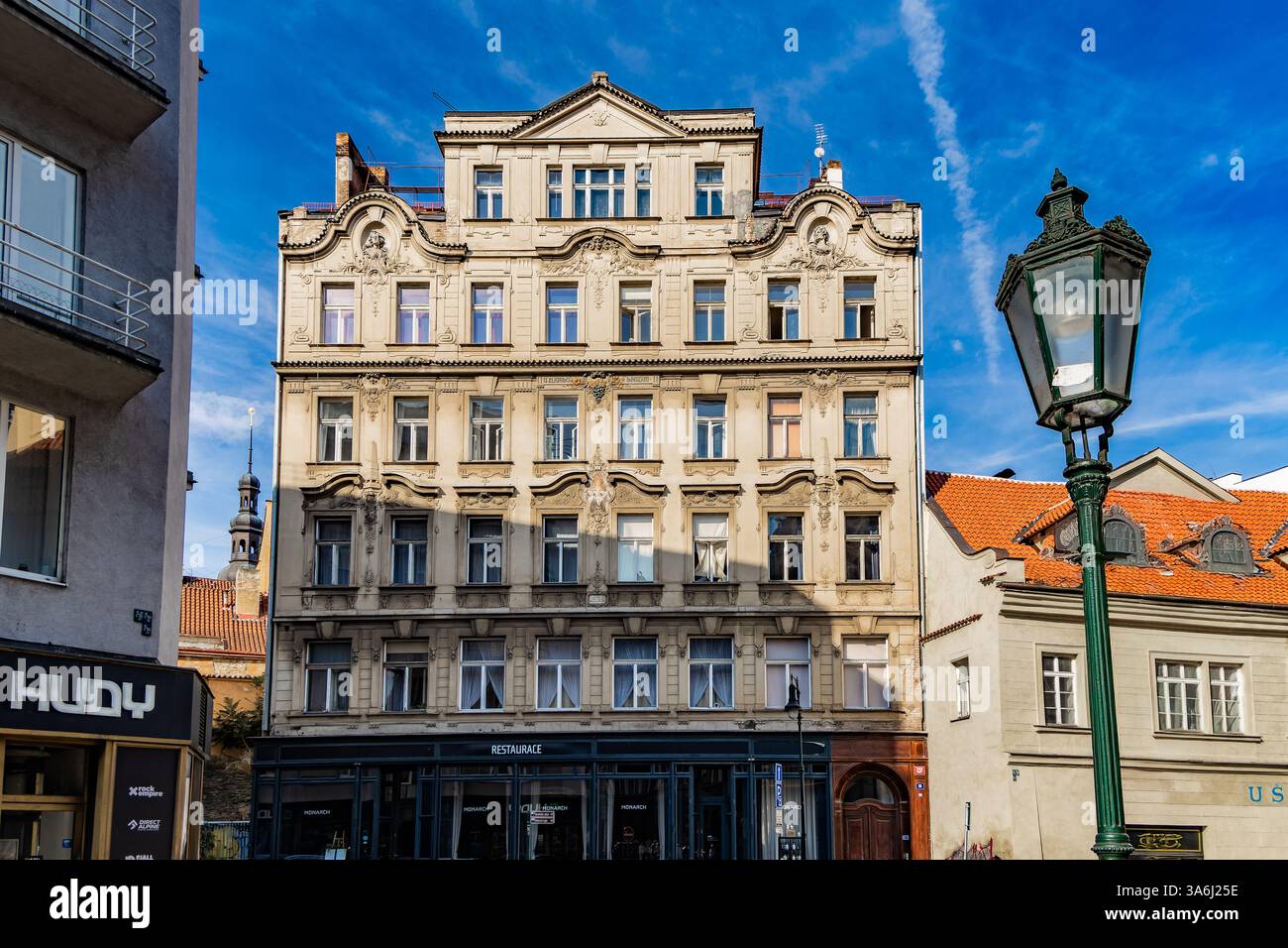 Ornate decorations and gabled architecture in the Old Town,Na Perstyne ...