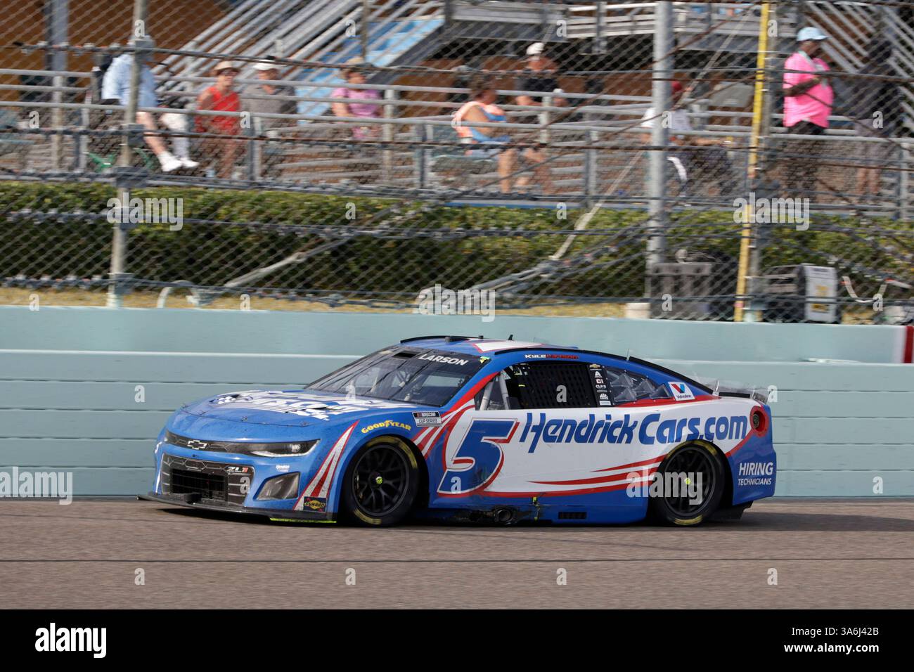 Kyle Larson on track during a NASCAR Cup Series auto race at Homestead ...