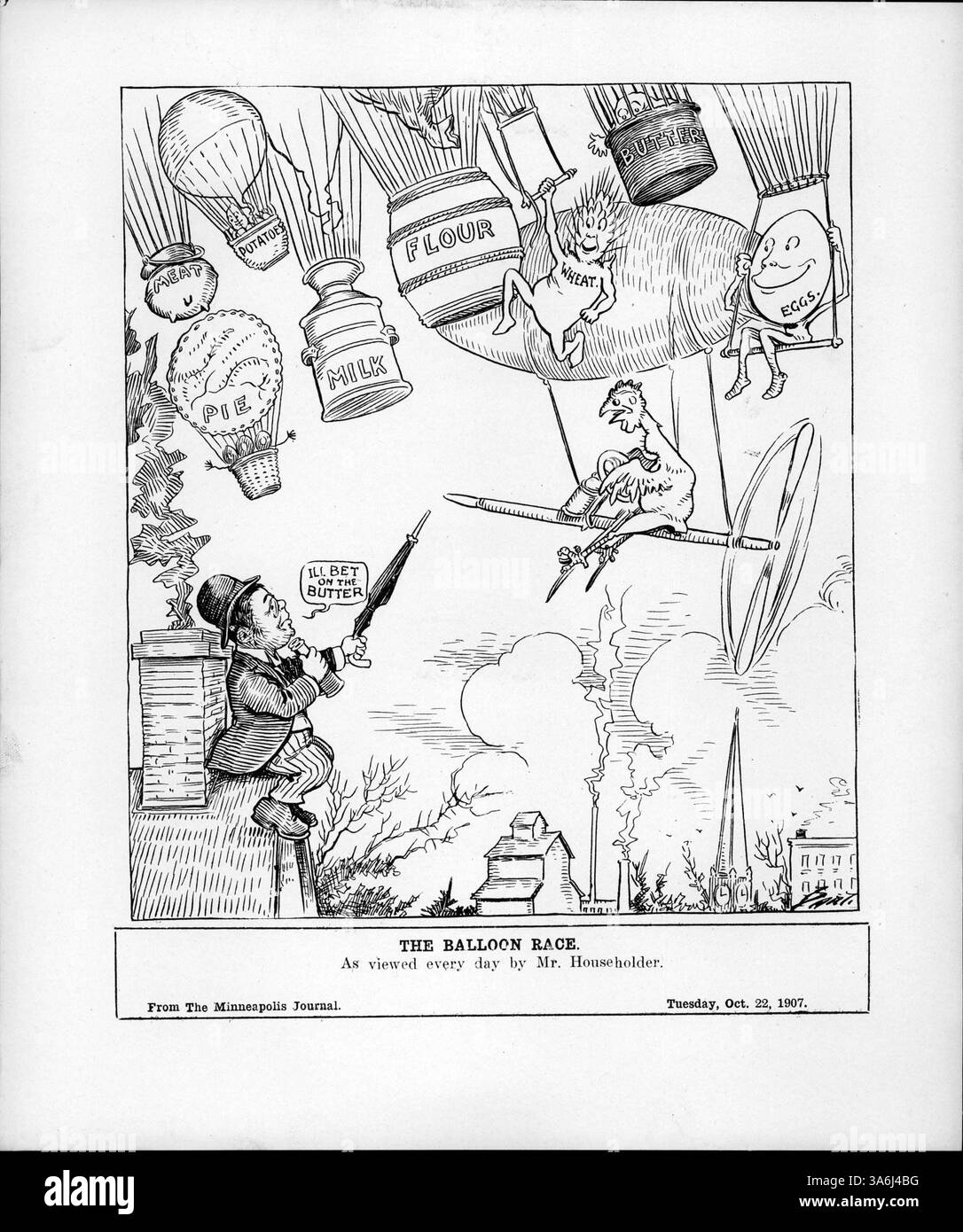 The image depicts Mr. Householder observing a balloon race, referencing ...