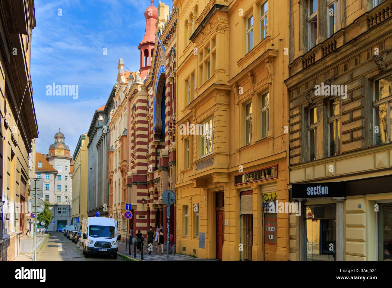 Prague, Prague, Czech Republic. Historic Jewish Quarter street ...