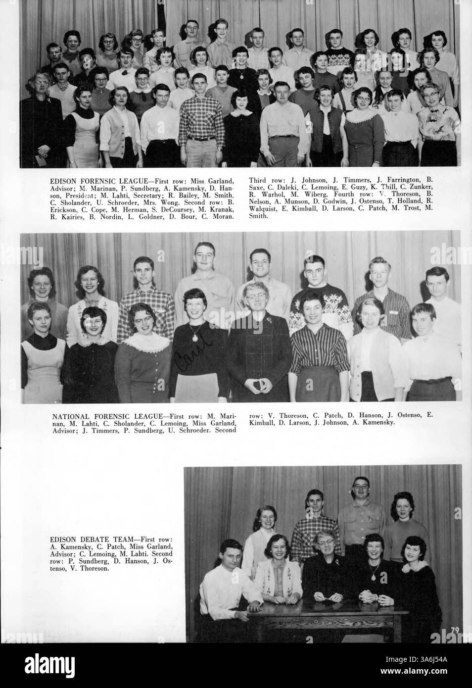 Yearbook from edison high school reflects the 1956 1957 academic year hi-res stock photography ...