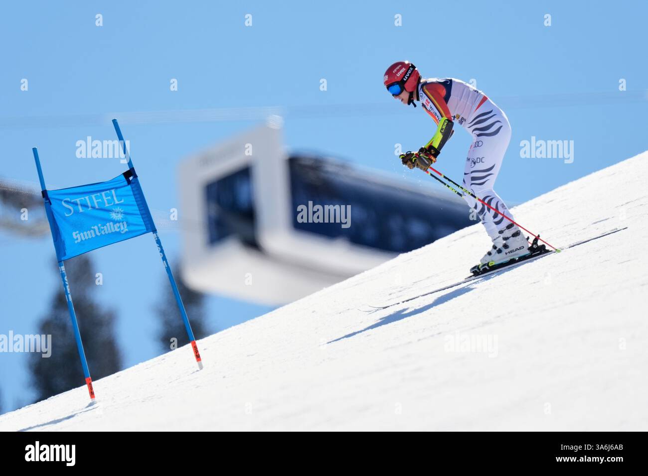 Germany's Lena Duerr returns to the course after missing a gate to ...