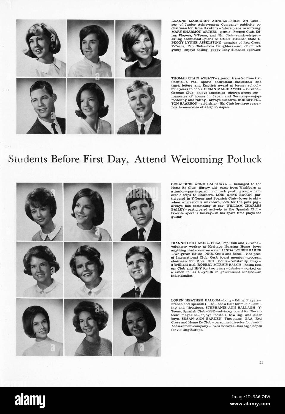 Yearbook of edina morningside high school highlights the schools student body hi-res stock ...