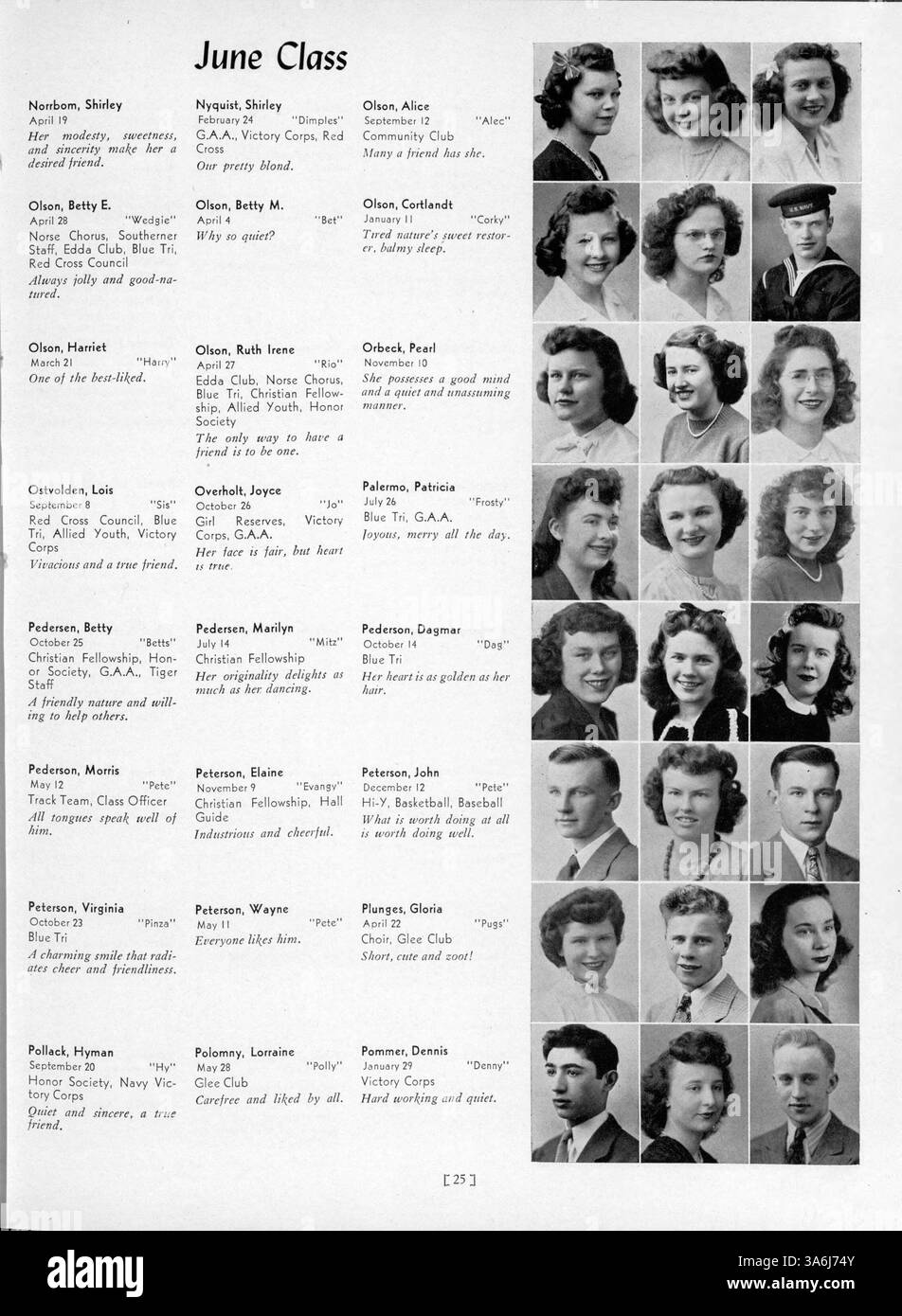 The 'Tiger' Yearbook of 1944 from South High School documents student ...