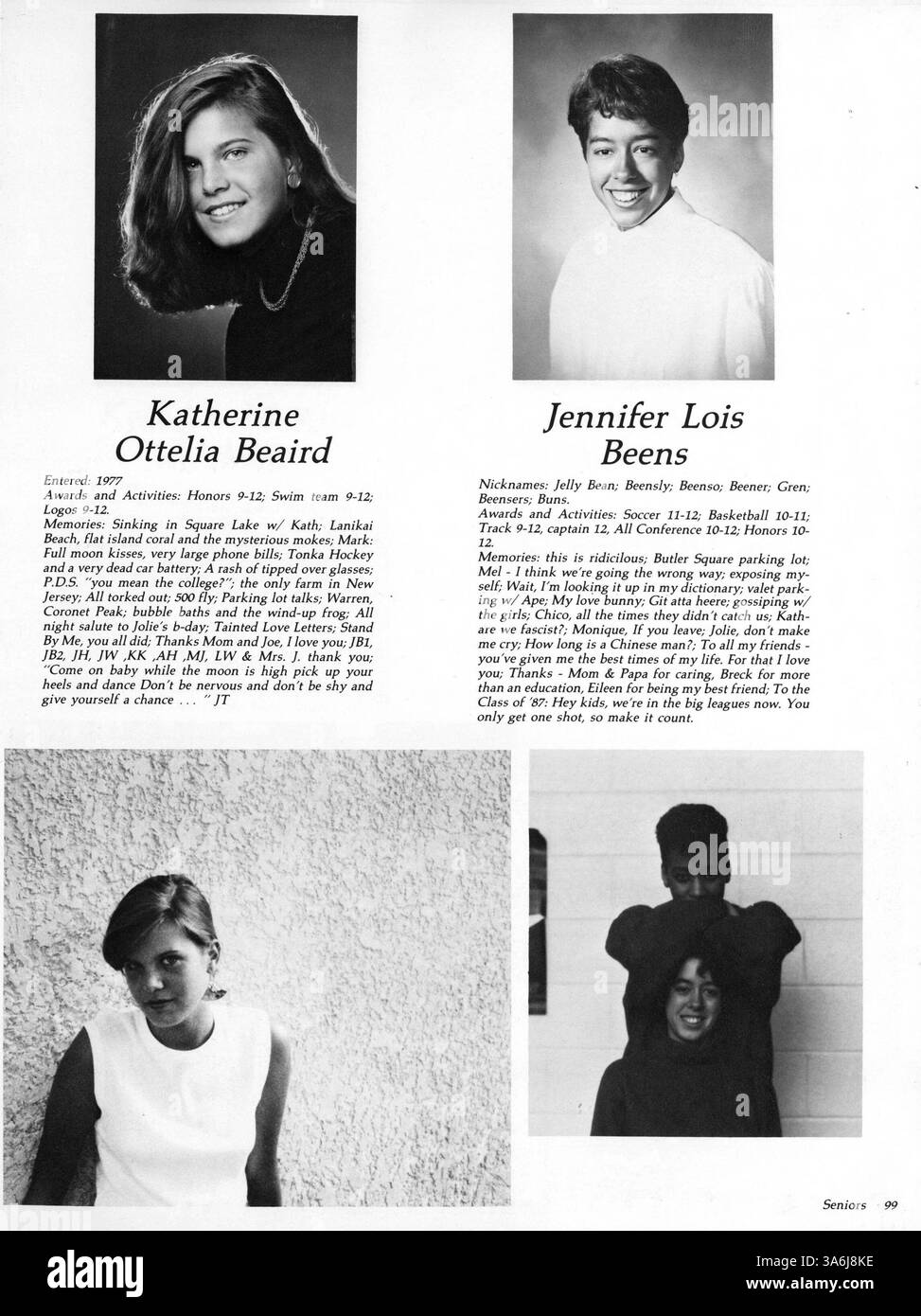 The 1987 breck yearbook records the events hi-res stock photography and ...