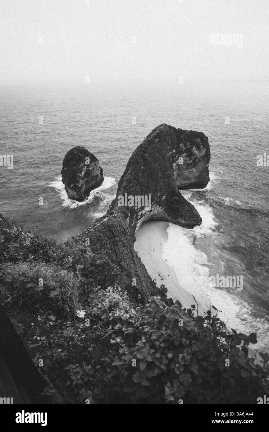 Impressive coastal landscape with striking cliffs and sandy beach in ...