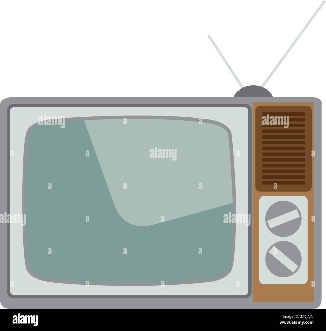 Retro tv cartoon media. Retro tv old vintage vector cute icon Stock ...