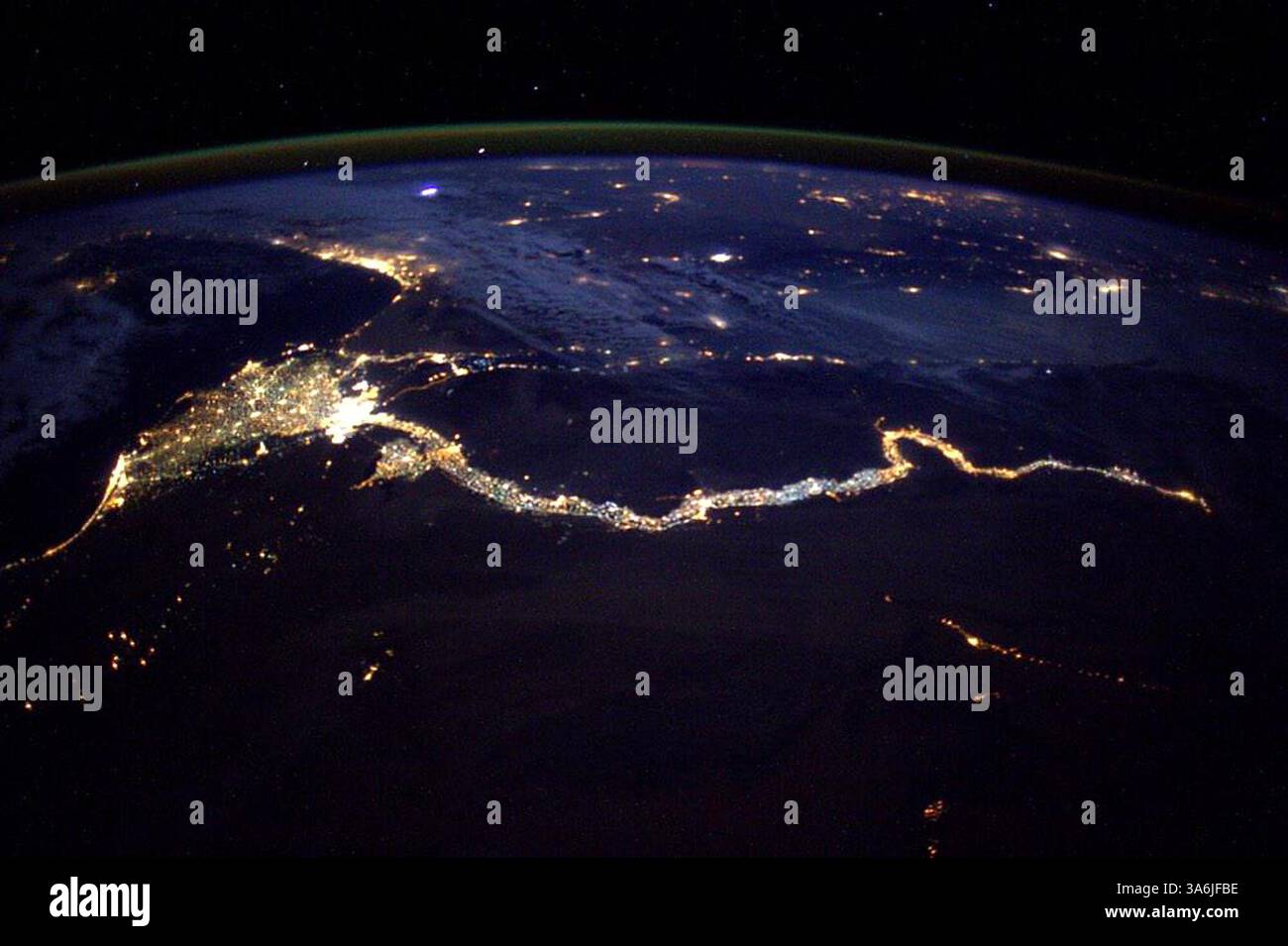 Nile river photographed from the International Space Station..The Nile river from space . NASA ...