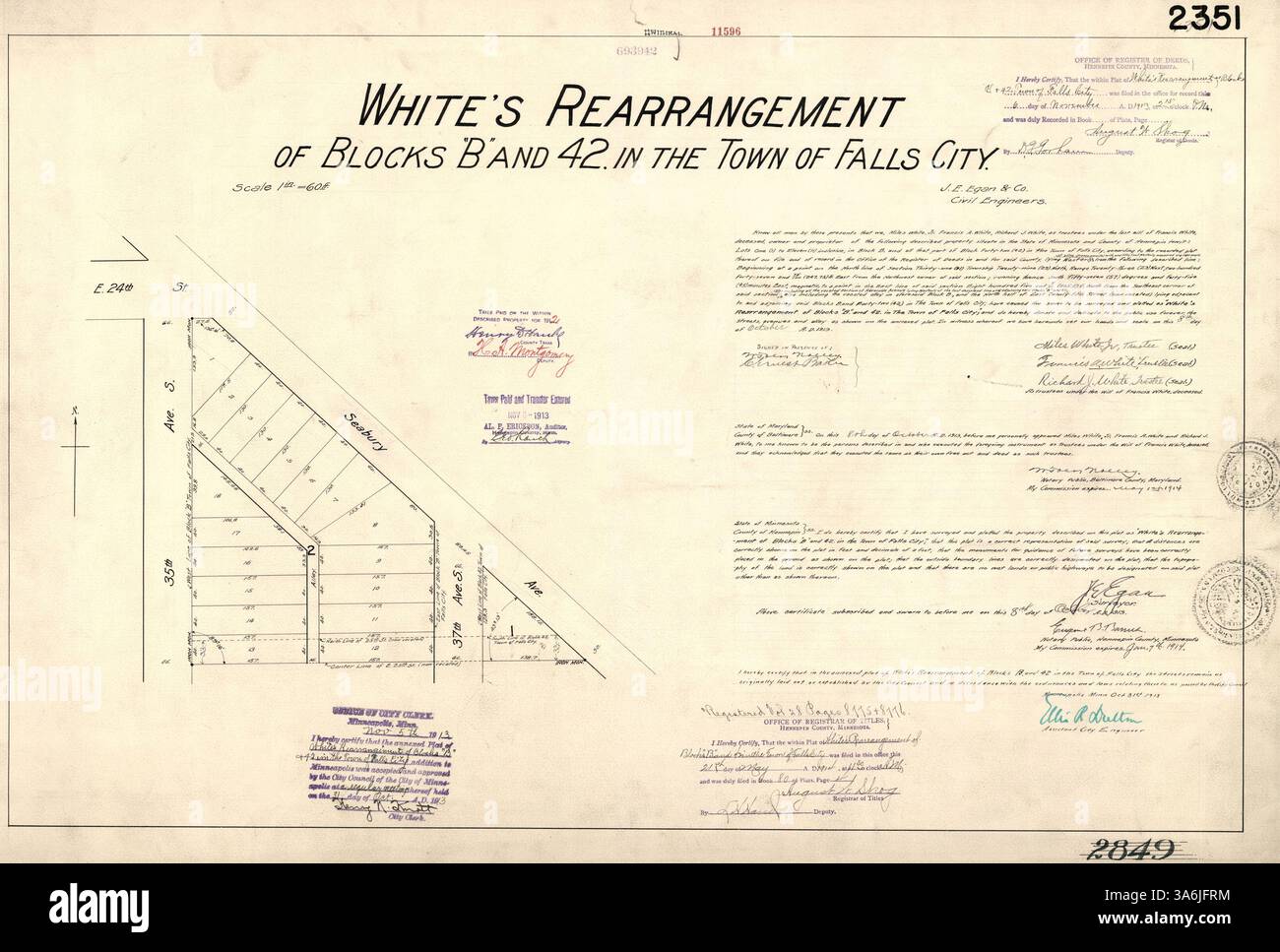 This document details the rearrangement of Blocks 'B' and 42 in Falls ...