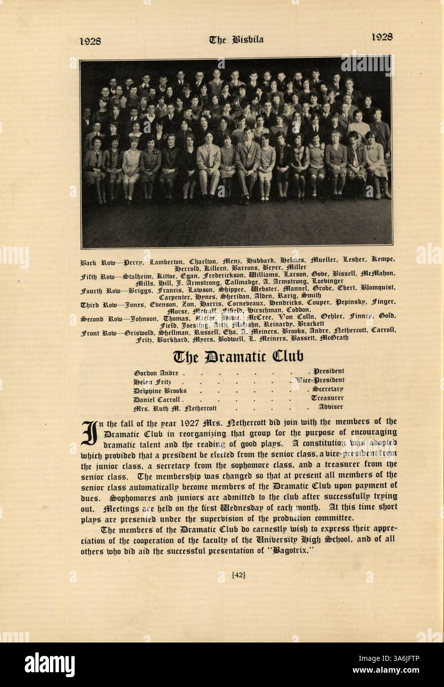 The 1928 University High Yearbook, titled Bisbila, documents the 1927 ...