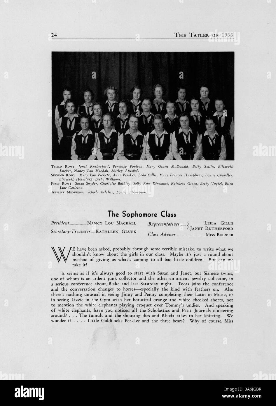 The 1933 'Tatler' yearbook documents the events, student body, faculty, athletics, and clubs of ...