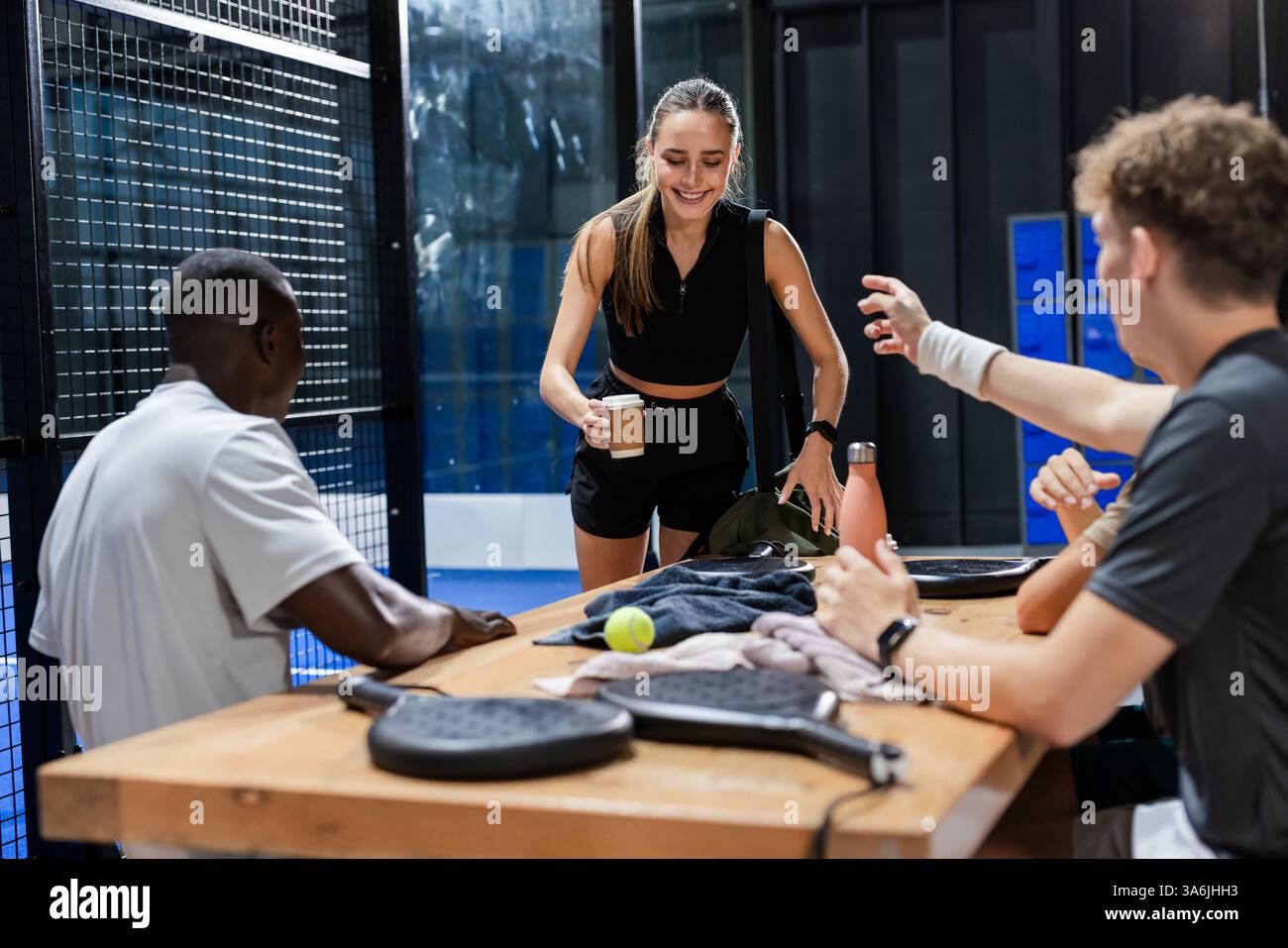 Friends chat after tennis hi-res stock photography and images - Alamy