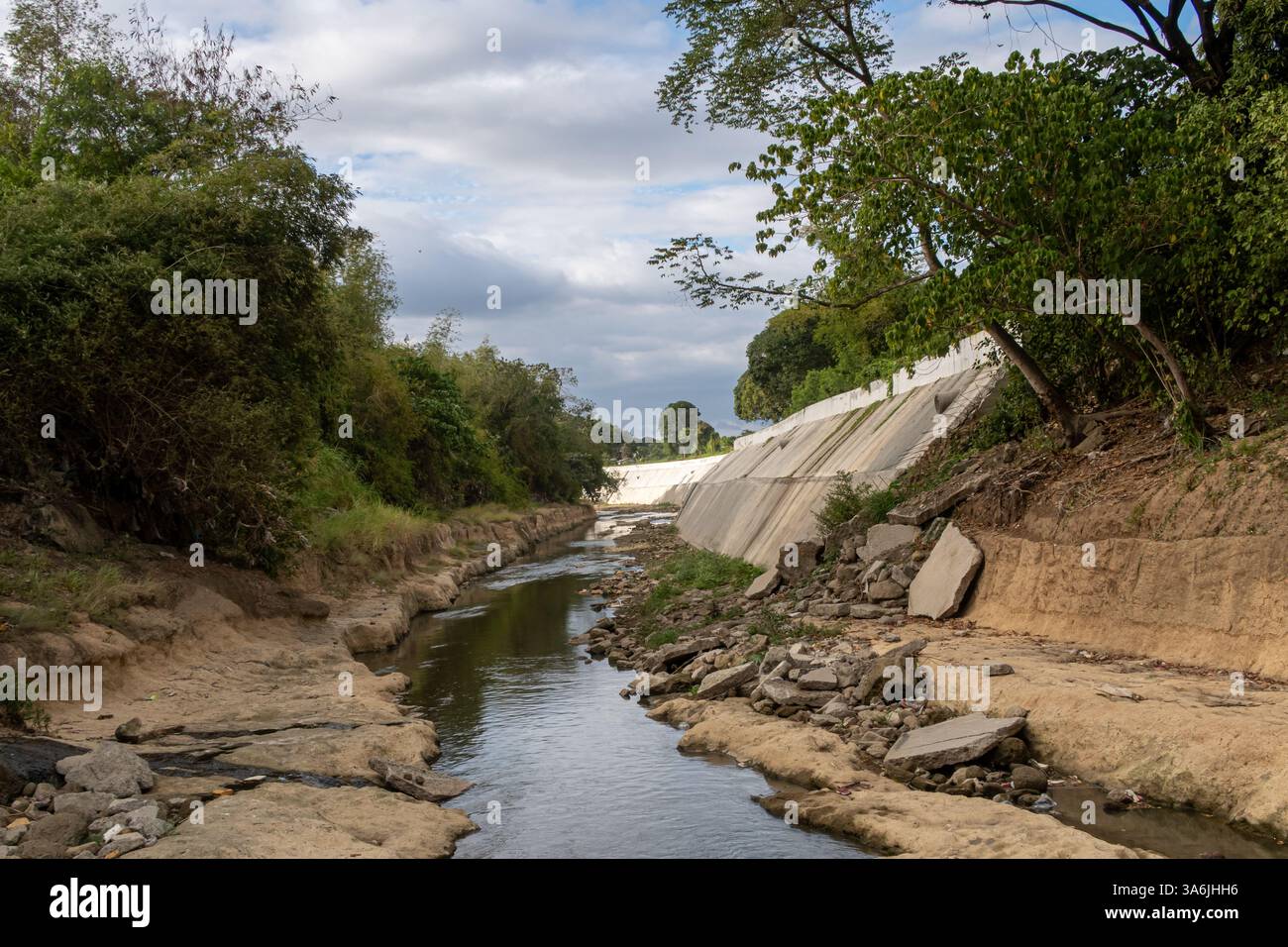 The Ylang Ylang River in Cavite, Philippines, is at a low water level ...