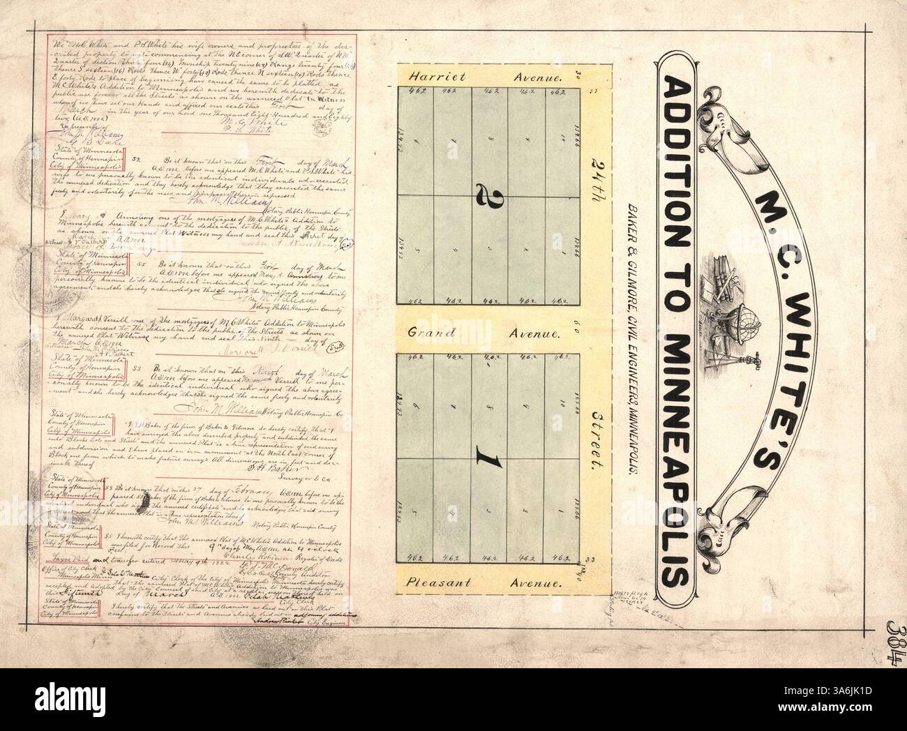 This historical document details M.C. White's Addition to Minneapolis, providing insights into ...