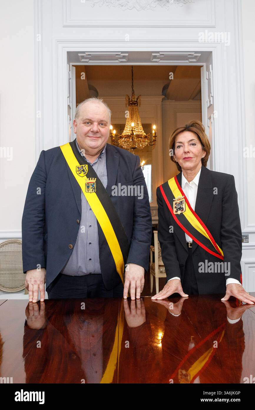 Gent, Belgium. 25th Mar, 2025. Ninove mayor Guy D'haeseleer and East ...