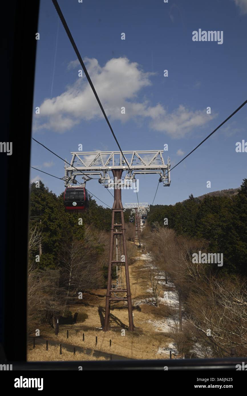Hakone Ropeway cable car ride between Lake Ashi and Owakudani, Japan ...