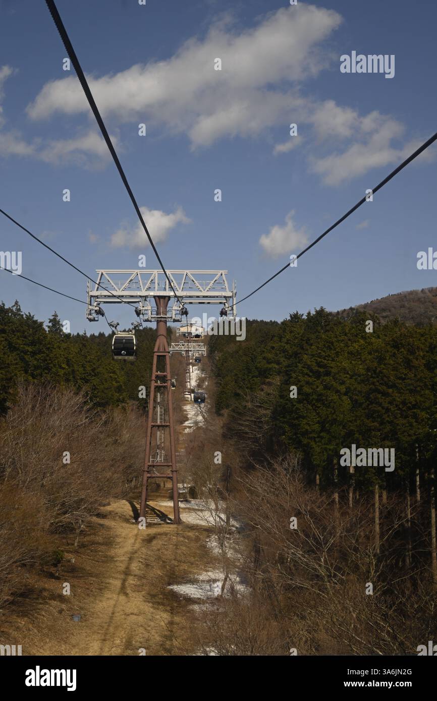 Hakone Ropeway cable car ride between Lake Ashi and Owakudani, Japan ...