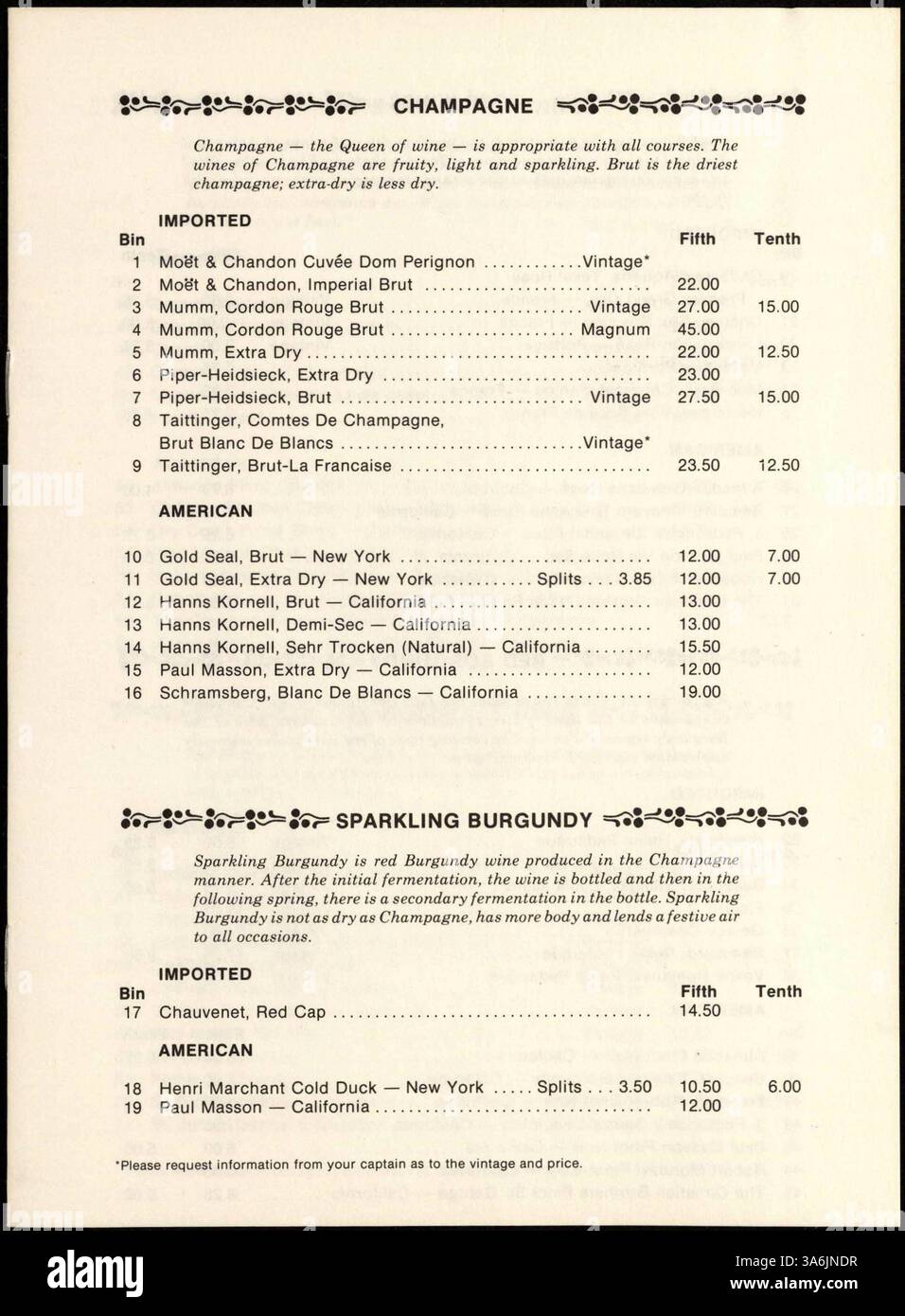 Charlies cafe exceptionale features an extensive wine list hi-res stock ...