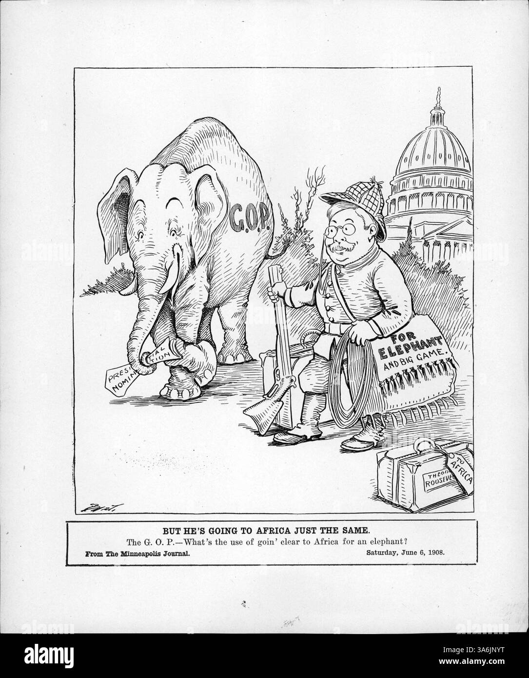 This 1904 political cartoon features theodore roosevelt preparin hi-res ...