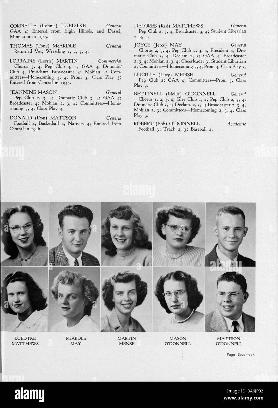 Highlights key moments from the 1946 1947 school year hi-res stock ...