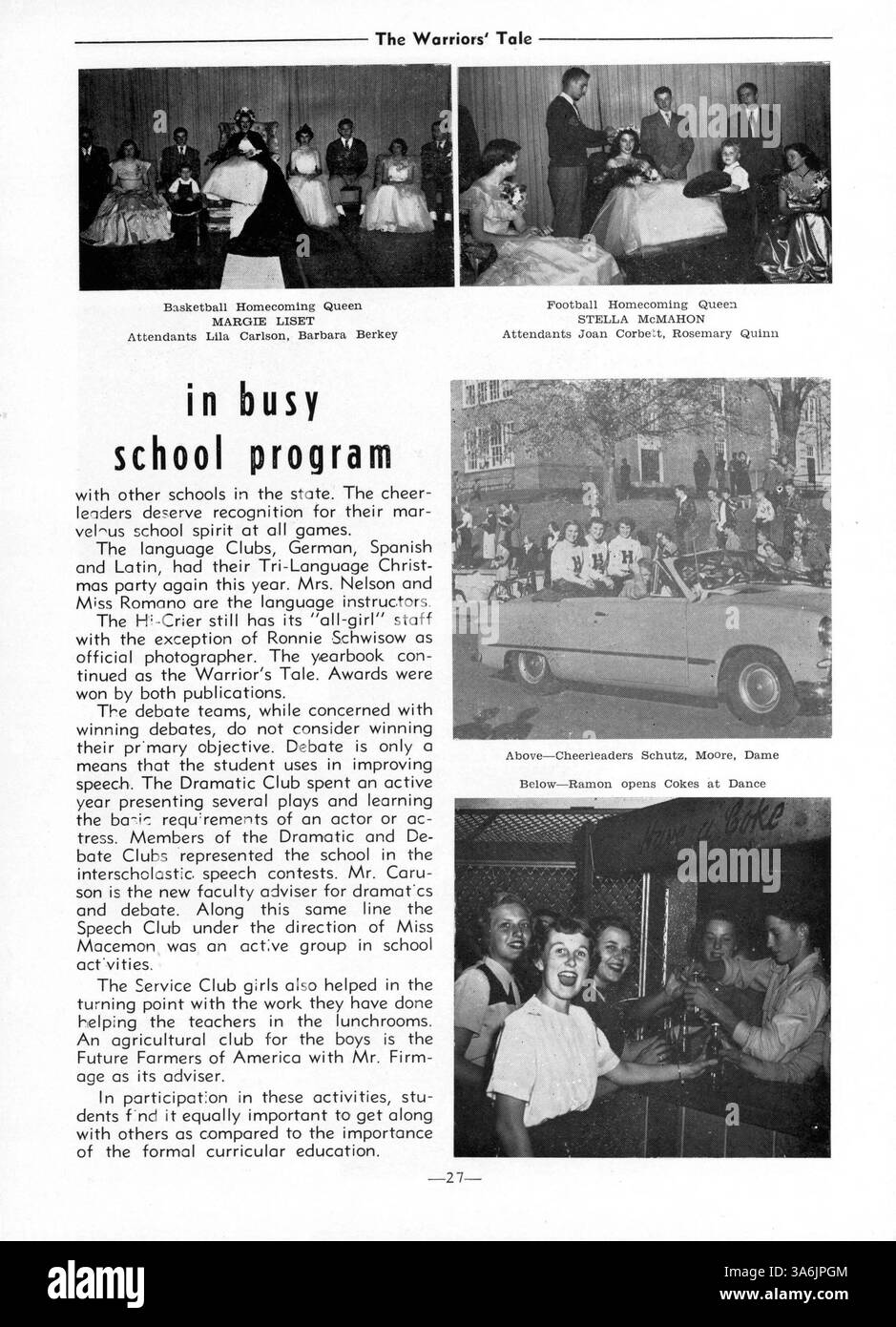 The 1950 'Warrior's Tale' yearbook from Hopkins High School documents ...