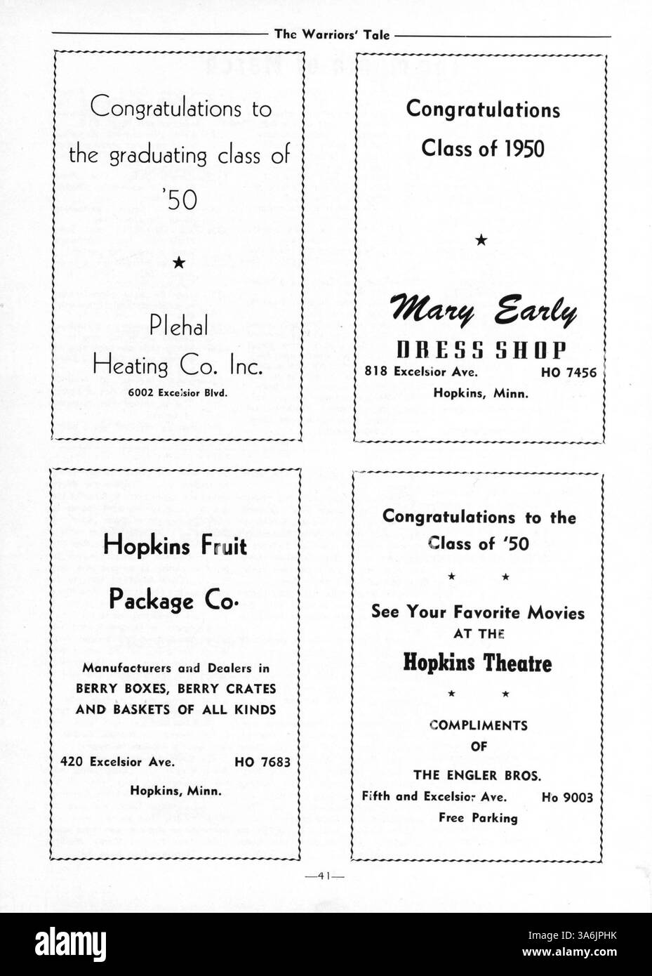 Hopkins High School's 1950 yearbook, 'The Warrior's Tale 50: Class of ...