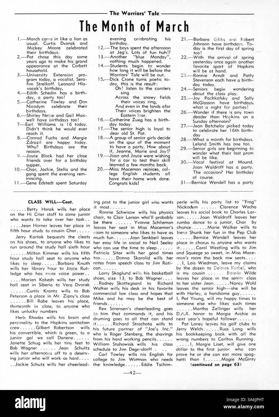 This 1950 yearbook from Hopkins High School, 'The Warrior's Tale 50 ...