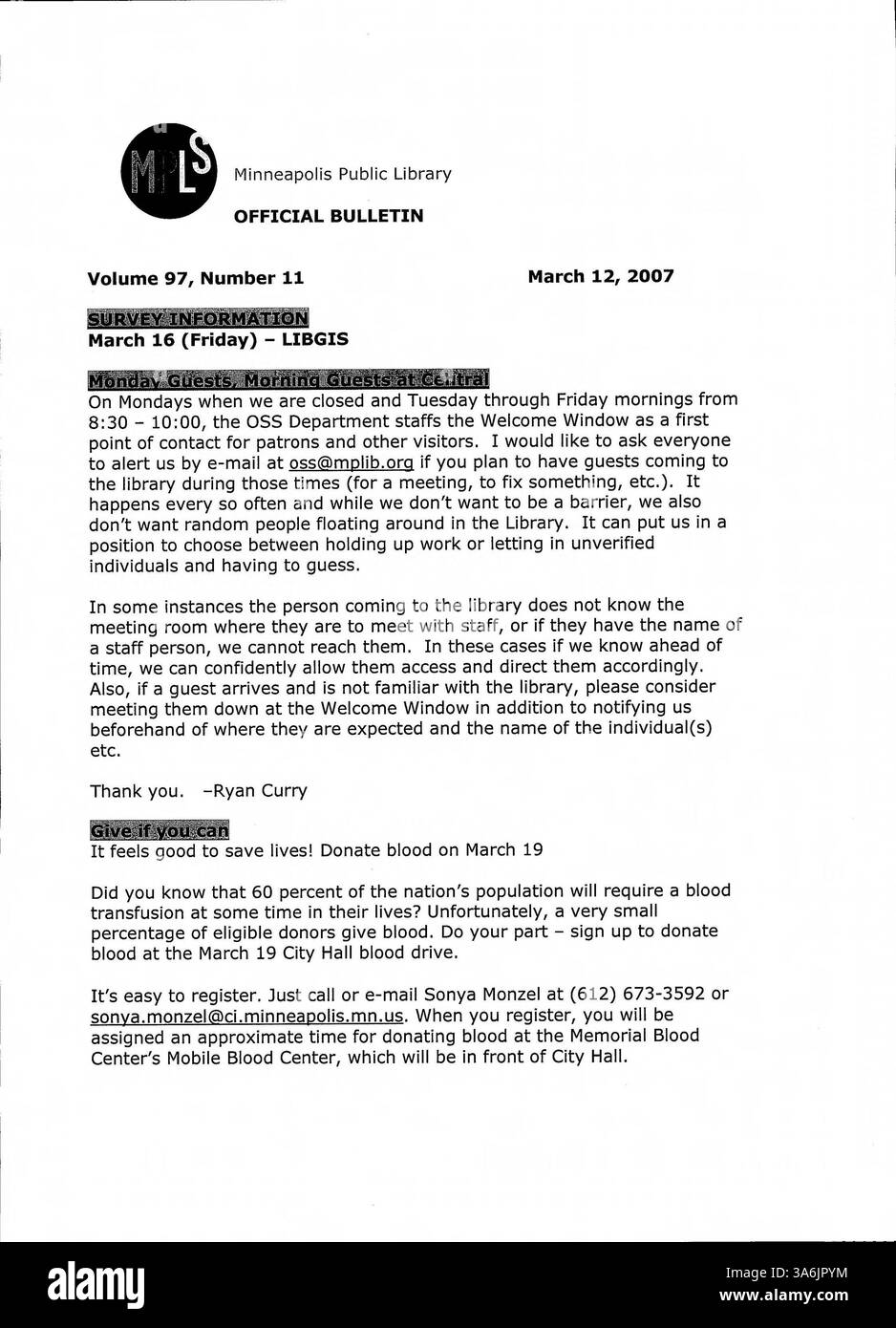 This official bulletin, published weekly in 2007, provides Minneapolis ...